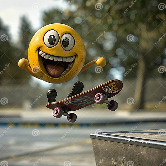 Smiley Face Doing Tricks at the Skate Park Stock Illustration ...