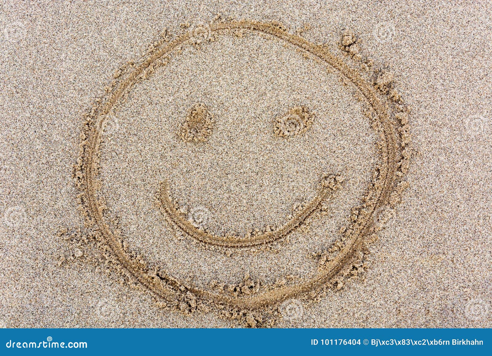 Smiley Face Drawn in the Sand from Above Stock Photo - Image of ...