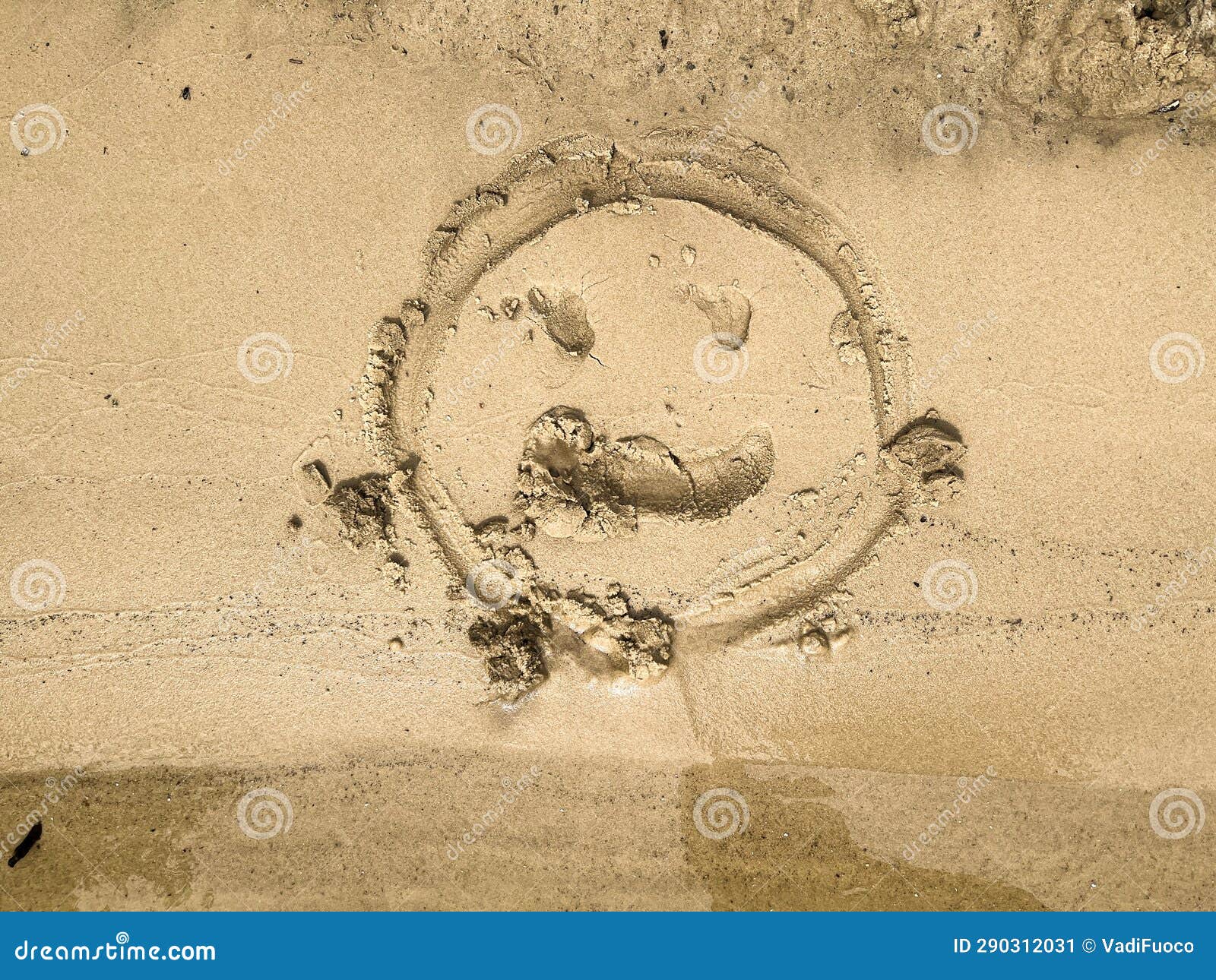 A Smiley Face Drawn on the Sand by the Sea Stock Image - Image of sand ...