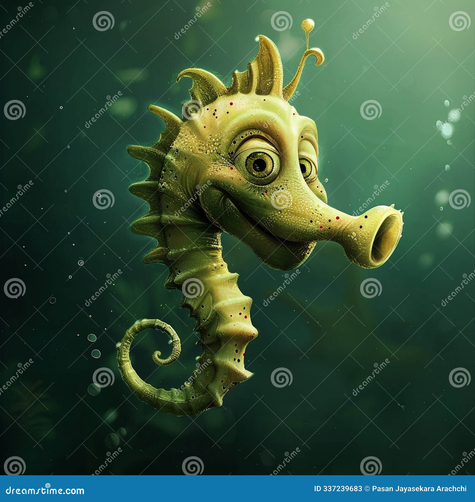 Smiley Face Drifting with Seahorse in Water Current Stock Illustration ...