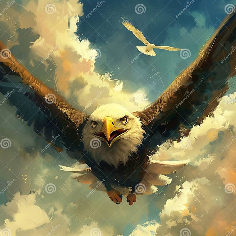 Smiley Face with Eagle Soaring in the Sky Stock Illustration ...