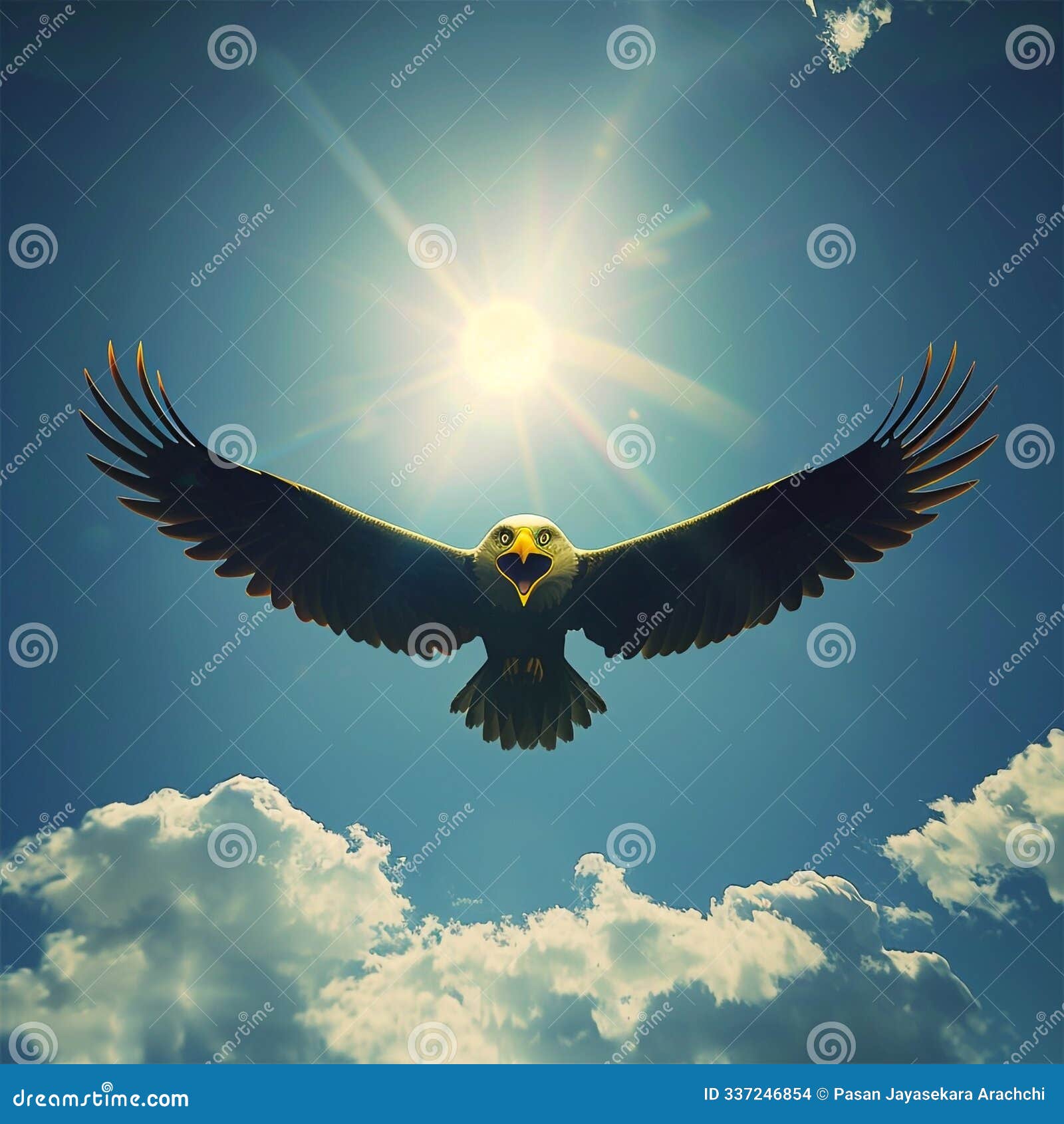 Smiley Face with Eagle Soaring in the Sky Stock Illustration ...