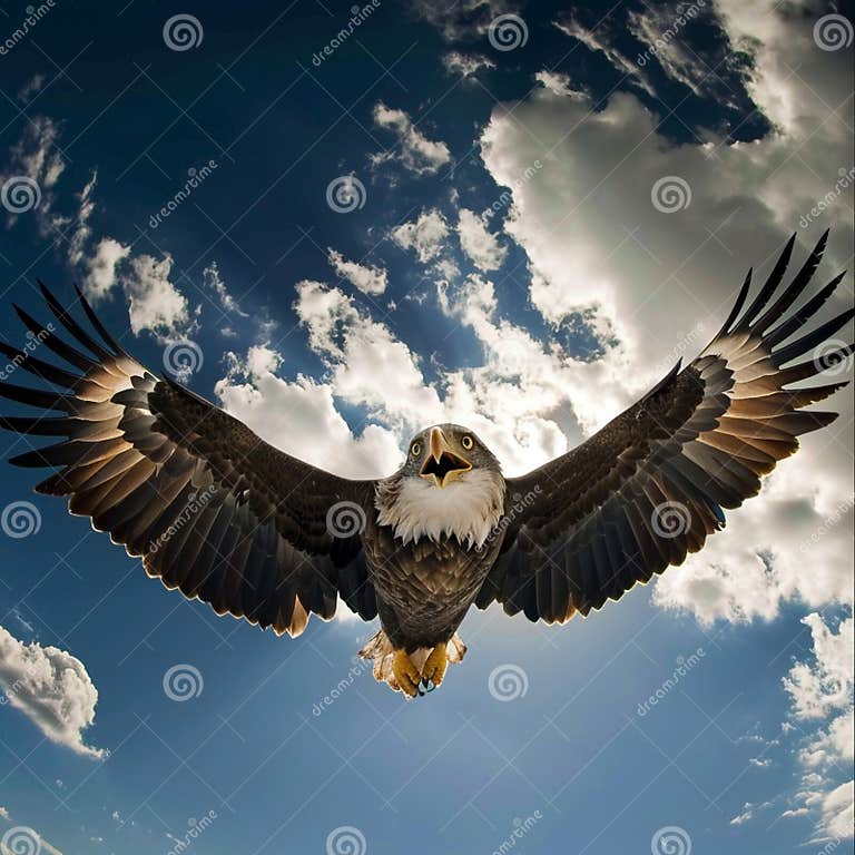 Smiley Face with Eagle Soaring in the Sky Stock Illustration ...