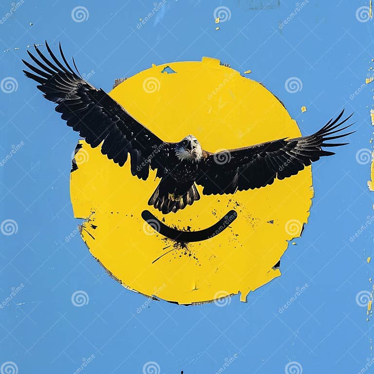 Smiley Face with Eagle Soaring in the Sky Stock Illustration ...
