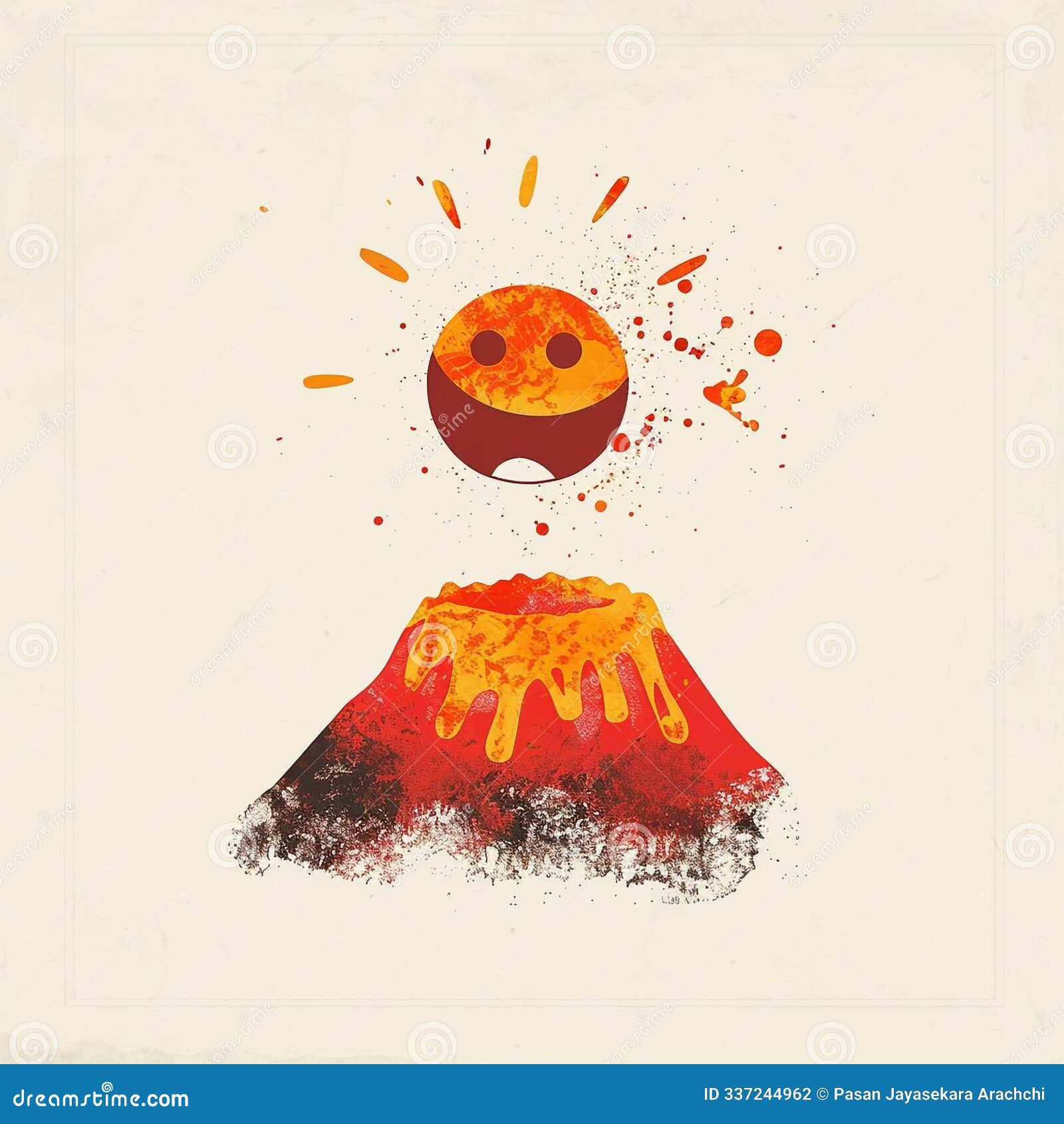 Smiley Face Erupting with Excitement at a Volcano Stock Illustration ...