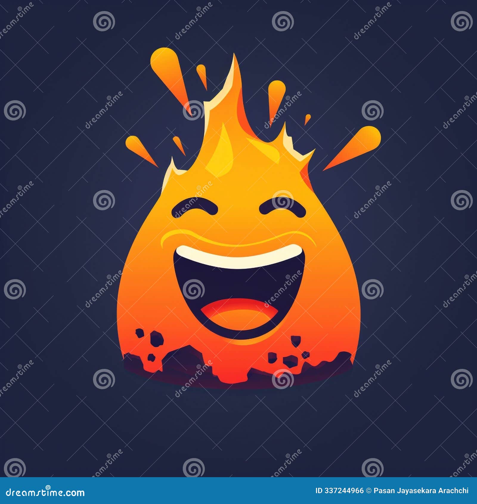 Smiley Face Erupting with Excitement at a Volcano Stock Illustration ...