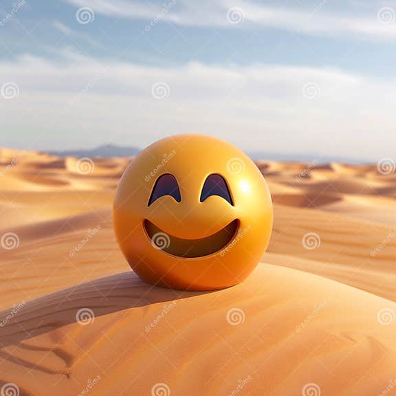 Smiley Face Exploring Desert Dunes Stock Illustration - Illustration of ...