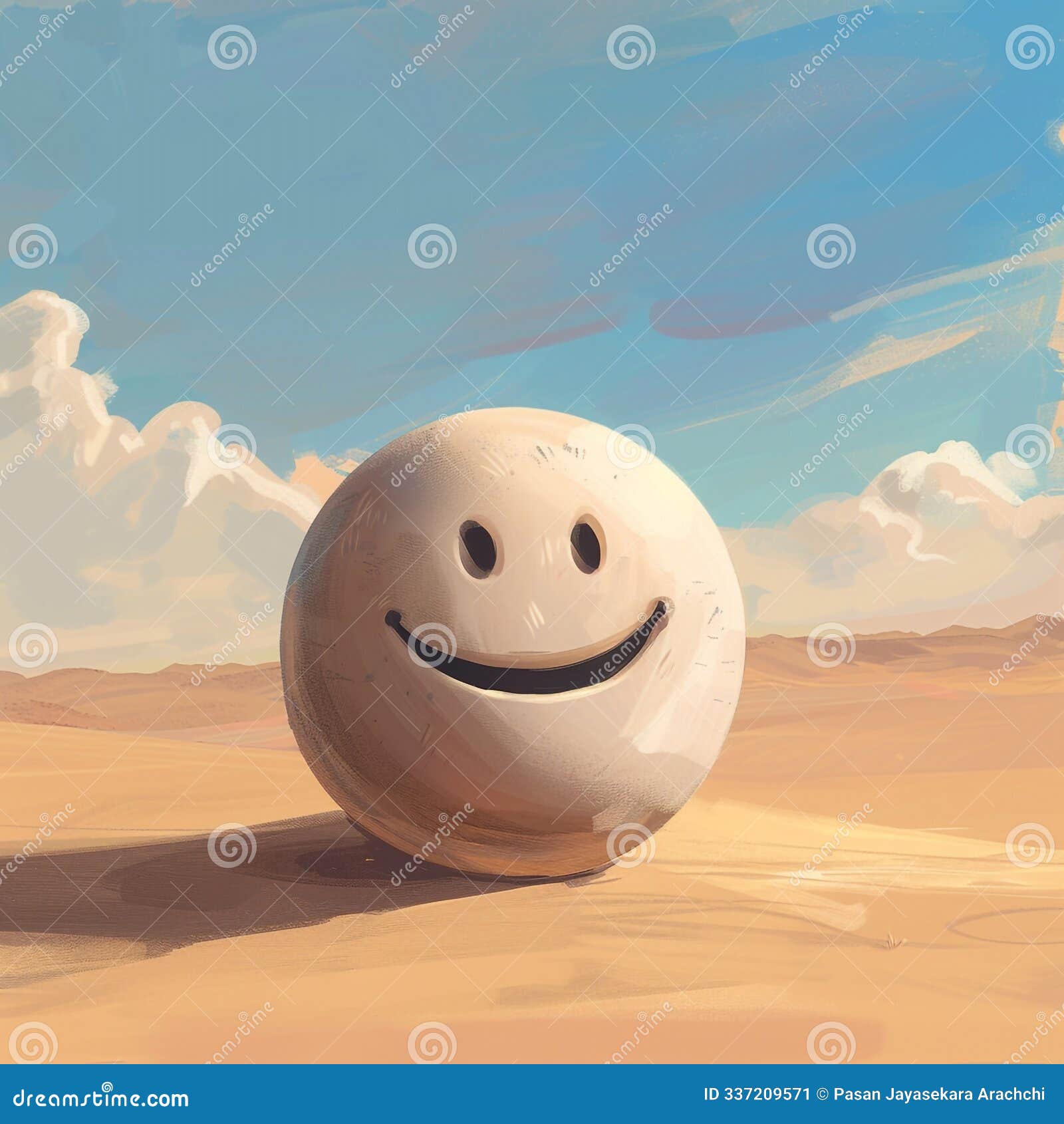 Smiley Face Exploring Desert Dunes Stock Illustration - Illustration of ...