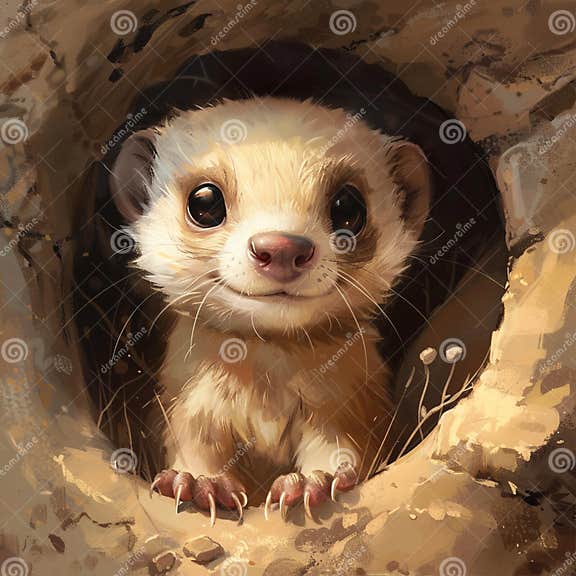 Smiley Face Exploring Tunnels with Ferret Stock Illustration ...