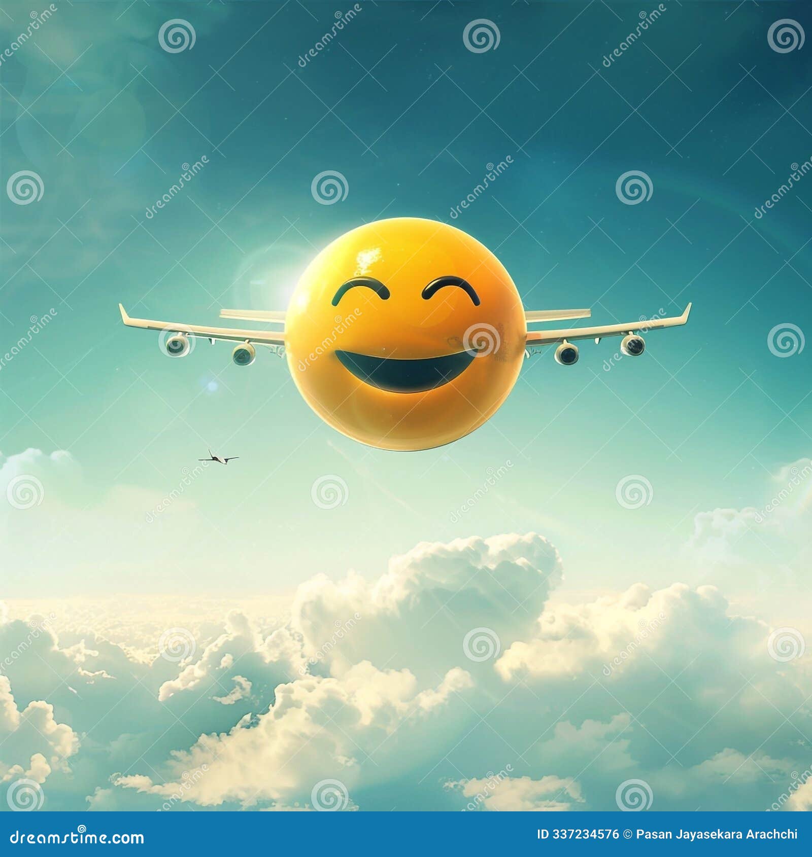 Smiley Face Flying Airplane in the Sky Stock Illustration ...