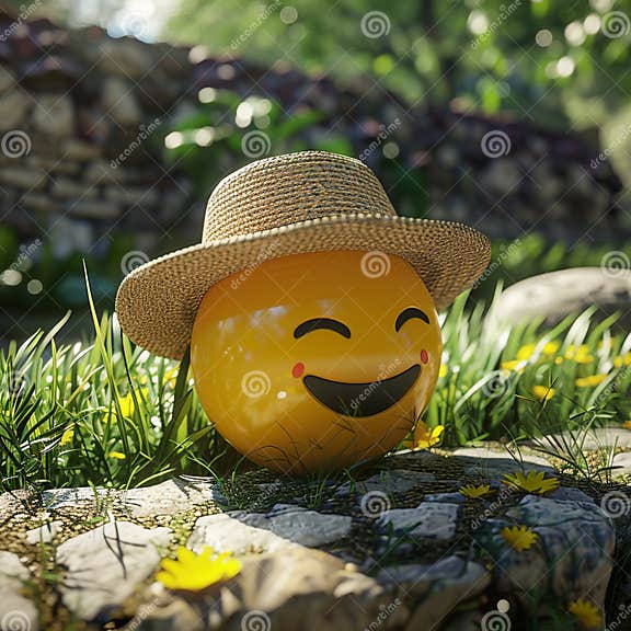 Smiley Face Gardening in the Backyard Stock Illustration - Illustration ...