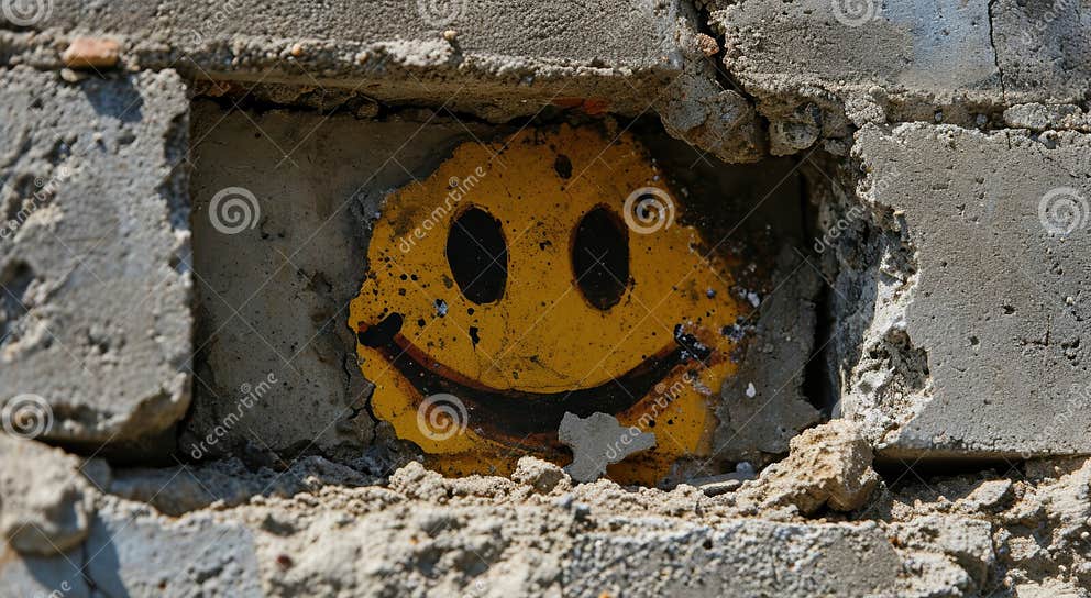 Smiley Face Graffiti in Concrete Wall Stock Illustration - Illustration ...