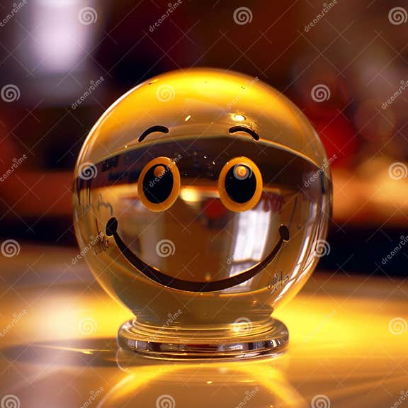 Smiley Face Holding Crystal Ball Predicting Future Stock Illustration ...