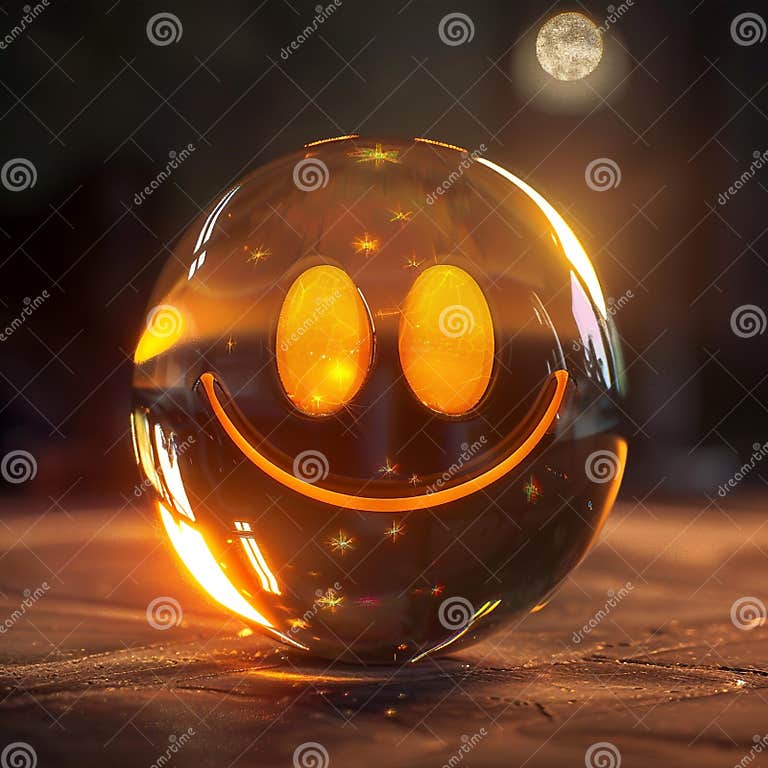 Smiley Face Holding Crystal Ball Predicting Future Stock Illustration ...