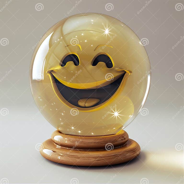 Smiley Face Holding Crystal Ball Predicting Future Stock Illustration ...
