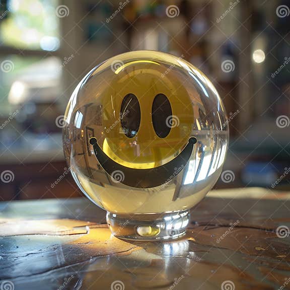 Smiley Face Holding Crystal Ball Predicting Future Stock Illustration ...