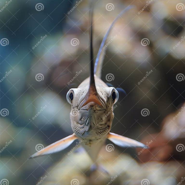 Smiley Face Holding Swordfish in Ocean Setting Stock Illustration ...