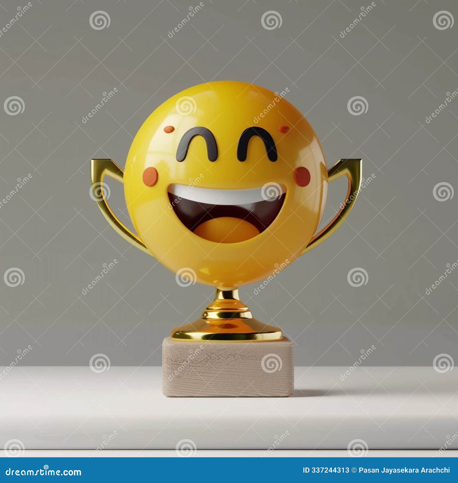 Smiley Face Holding Trophy Winning First Place Stock Illustration ...