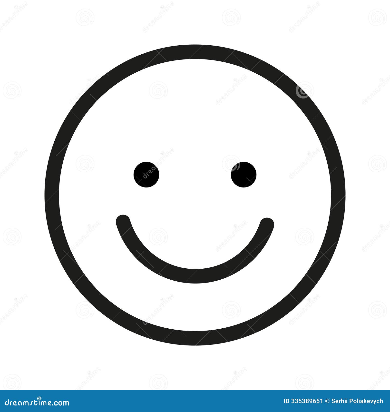 Smiley Face Icon. Simple Round Design. Black Outline Vector. Happy ...