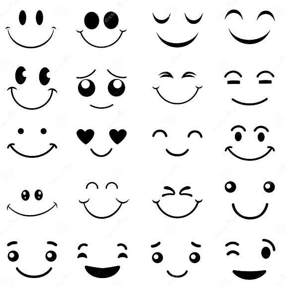 Smiley Face Icon Vector Set Happy Face Illustration Sign Collection
