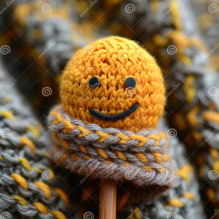 Smiley Face Knitting Scarf with Needle Stock Illustration ...