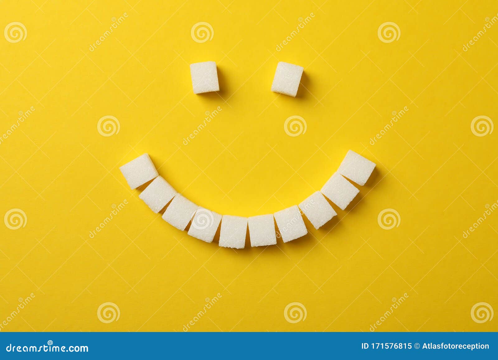 Smiley Face Made of Sugar Cubes on Background, Top View Stock Image ...
