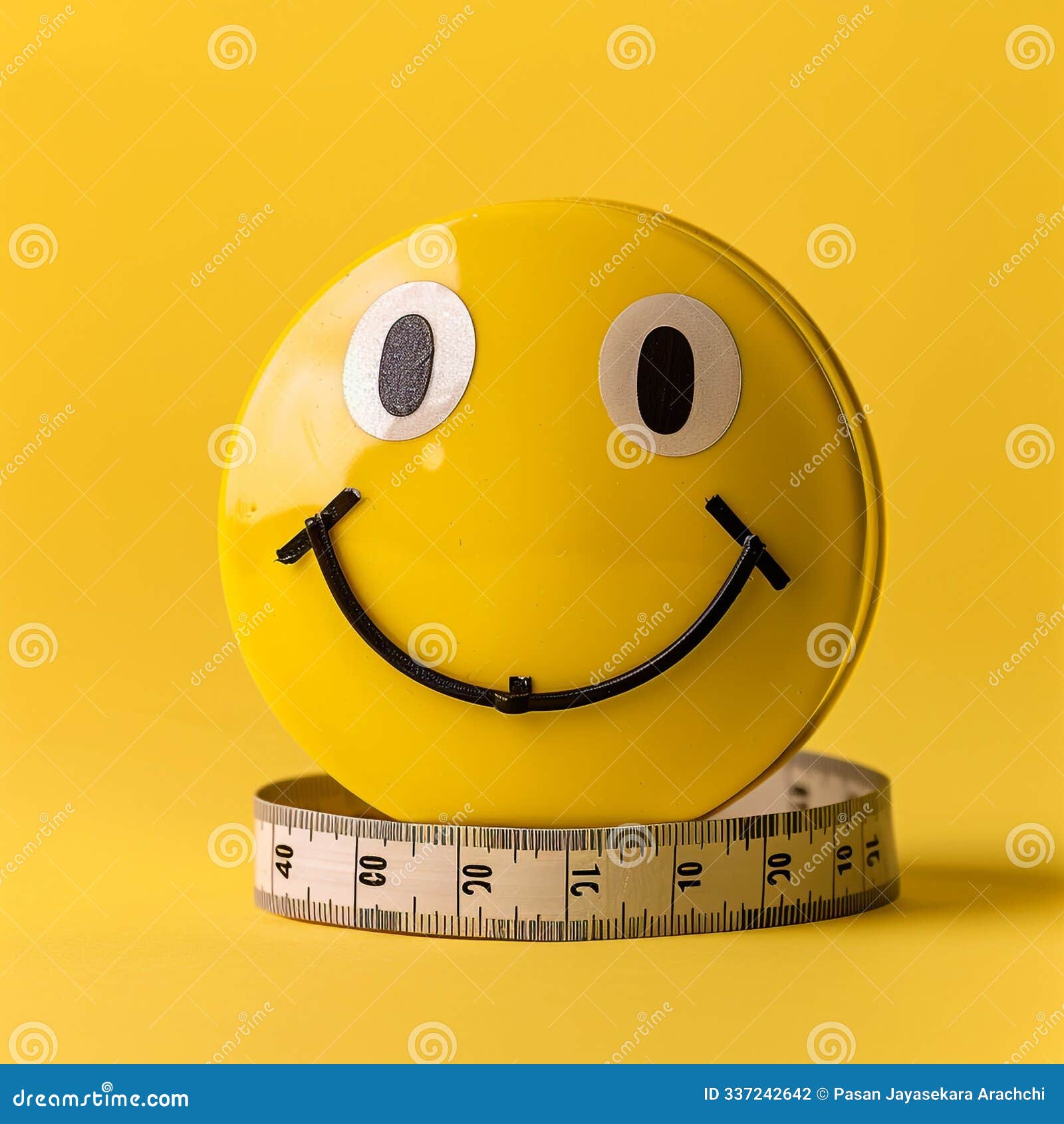 Smiley Face Measuring Length with Tape Measure Stock Illustration ...