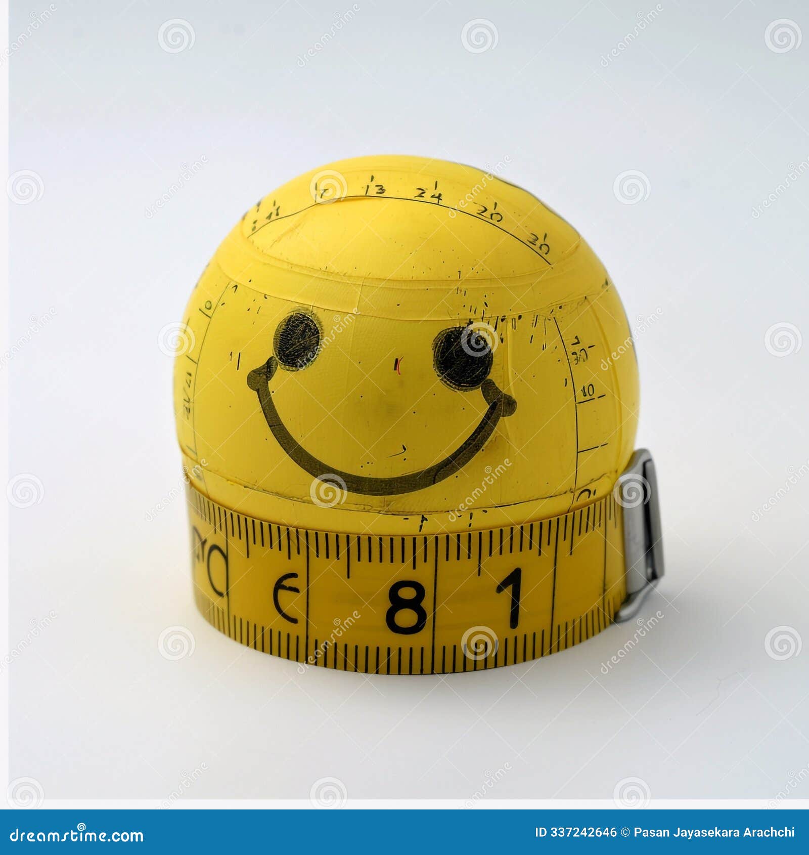 Smiley Face Measuring Length with Tape Measure Stock Illustration ...