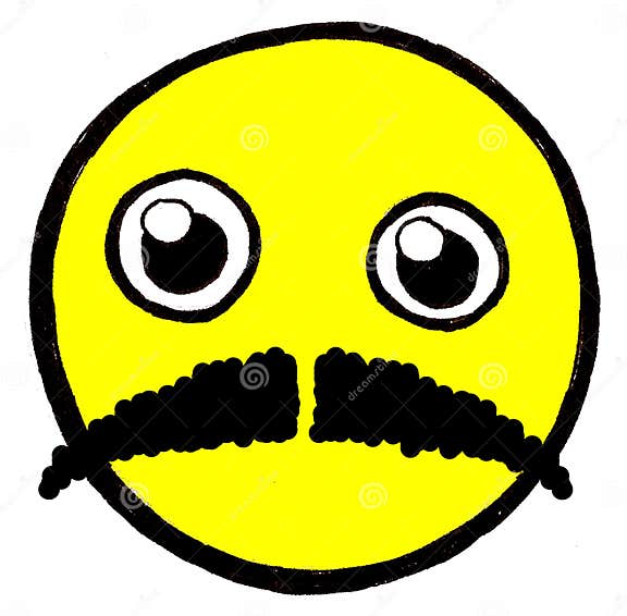 Smiley face with mustache stock illustration. Illustration of studio ...