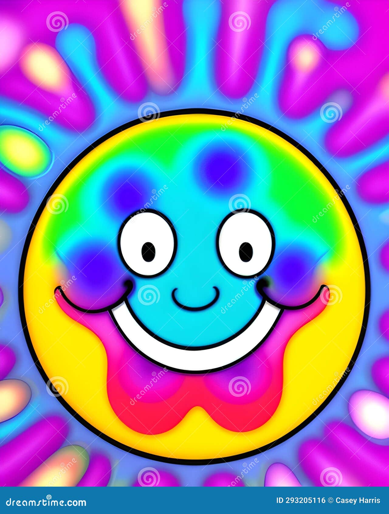 Smiley face with neons stock illustration. Illustration of neon - 293205116