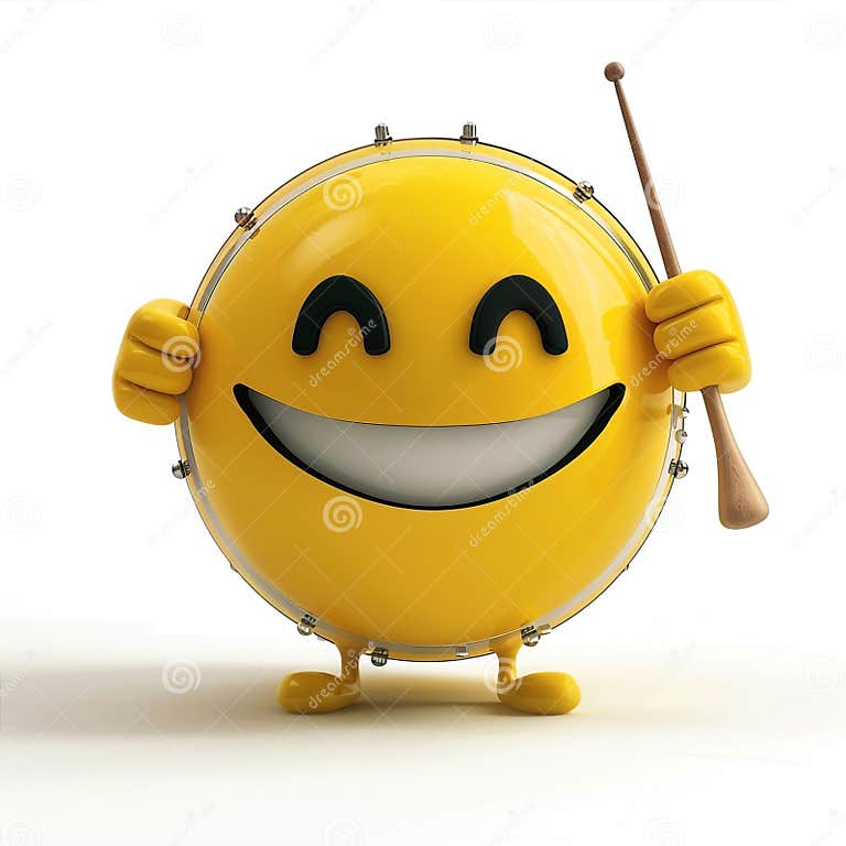 Smiley Face Playing Drum in Rhythmic Beat Stock Illustration ...