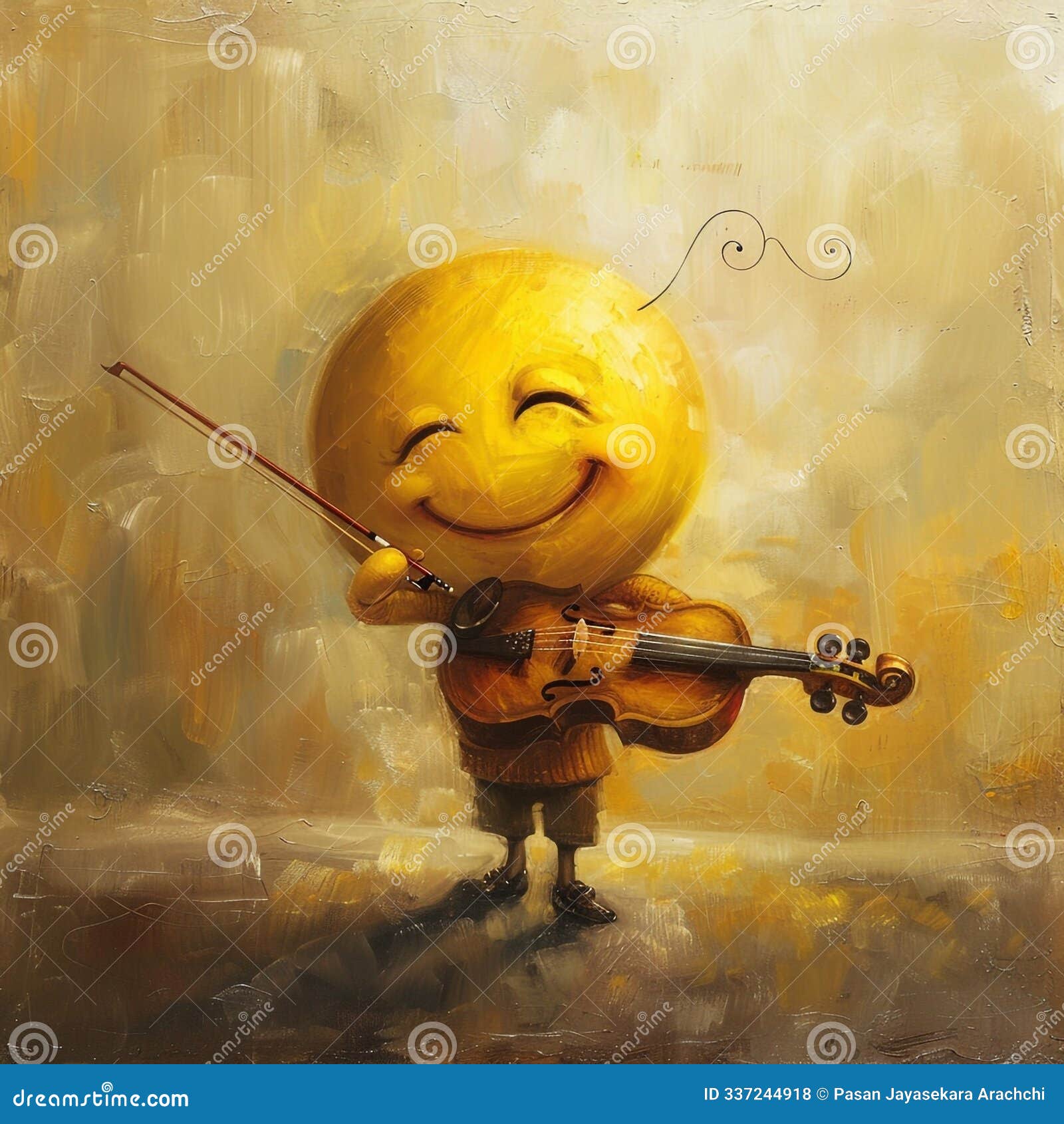 Smiley Face Playing Violin Concerto Stock Illustration - Illustration ...