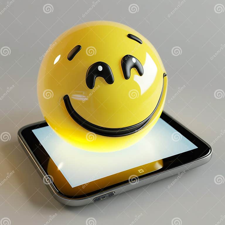 Smiley Face Reading E-book on Tablet Stock Illustration - Illustration ...