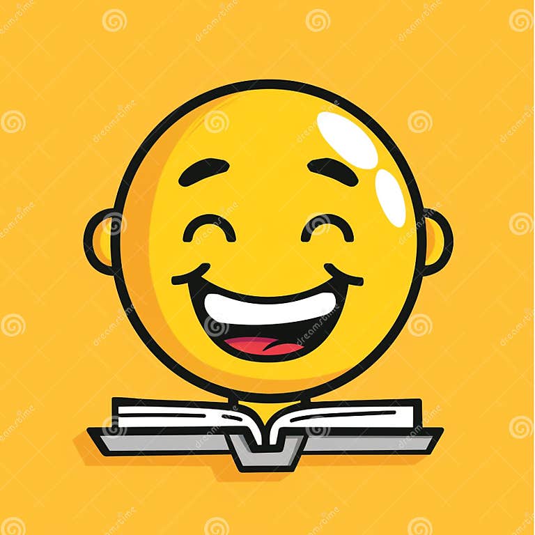 Smiley Face Reading E-book on Tablet Stock Illustration - Illustration ...