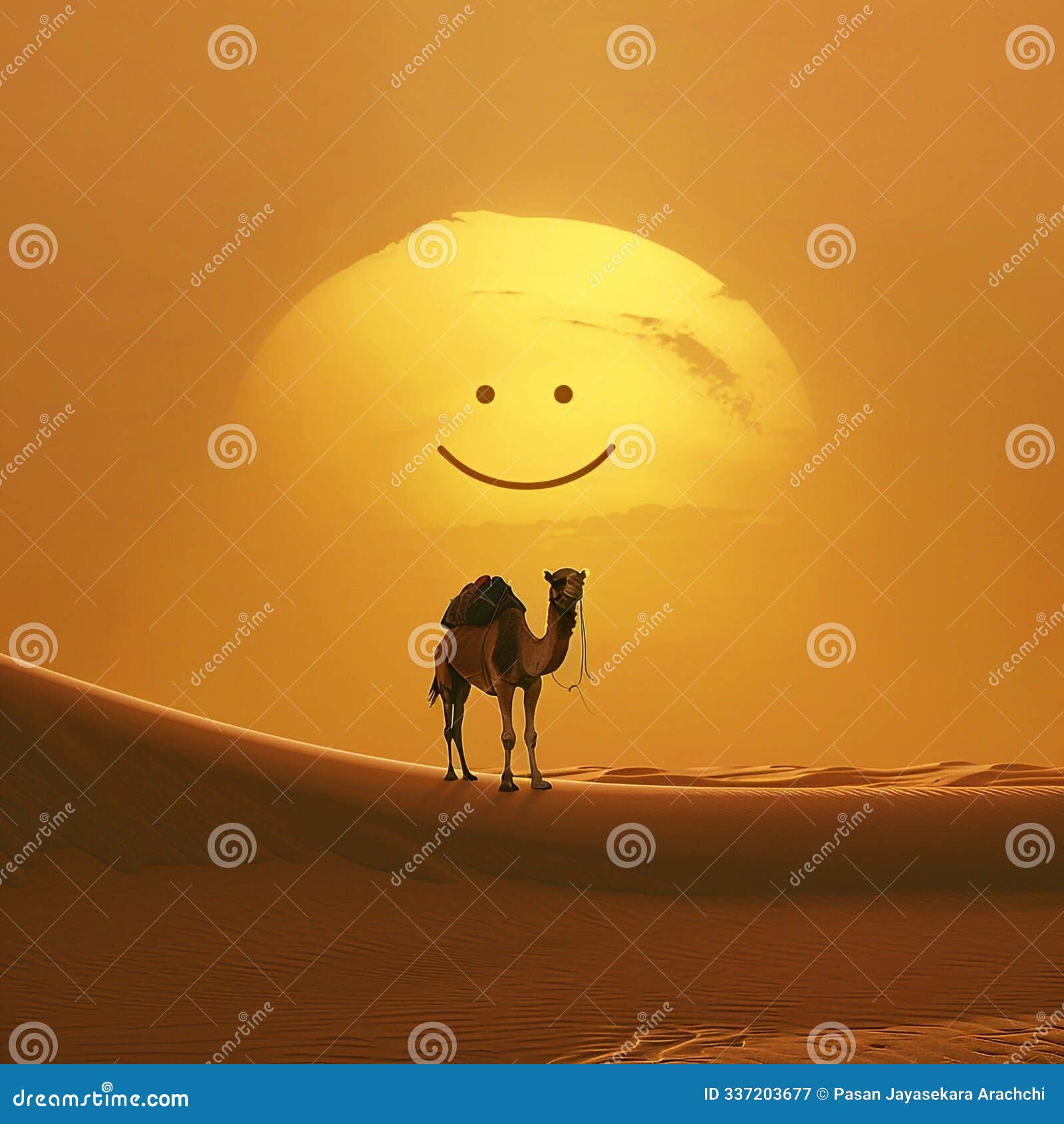 Smiley Face Riding Camel in Desert Stock Illustration - Illustration of ...