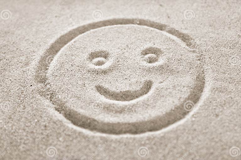 Smiley Face in the sand stock image. Image of exotic - 36557817