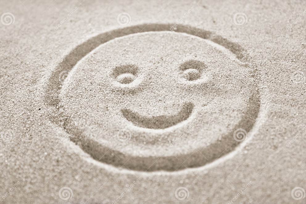 Smiley Face in the sand stock image. Image of exotic - 36557817