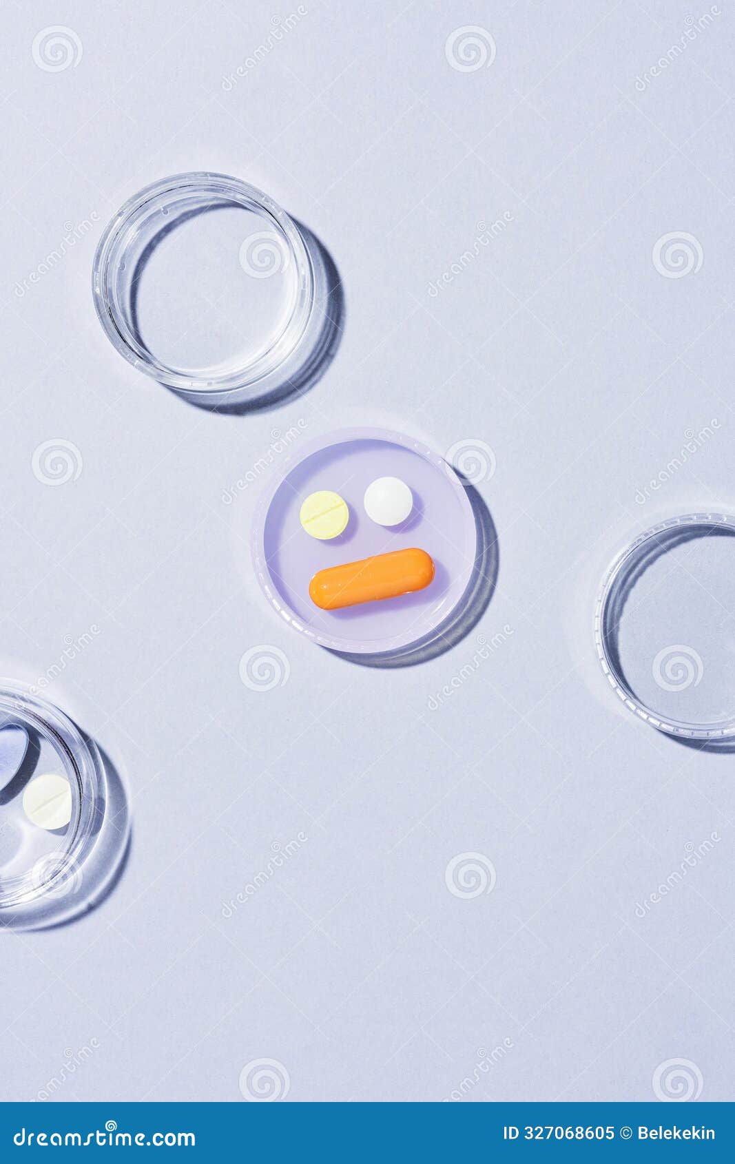 Smiley Face Shape Made with Pills in Plastic Container on White ...