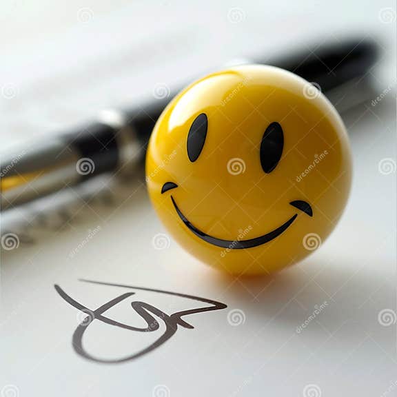 Smiley Face Signing a Document Stock Illustration - Illustration of ...
