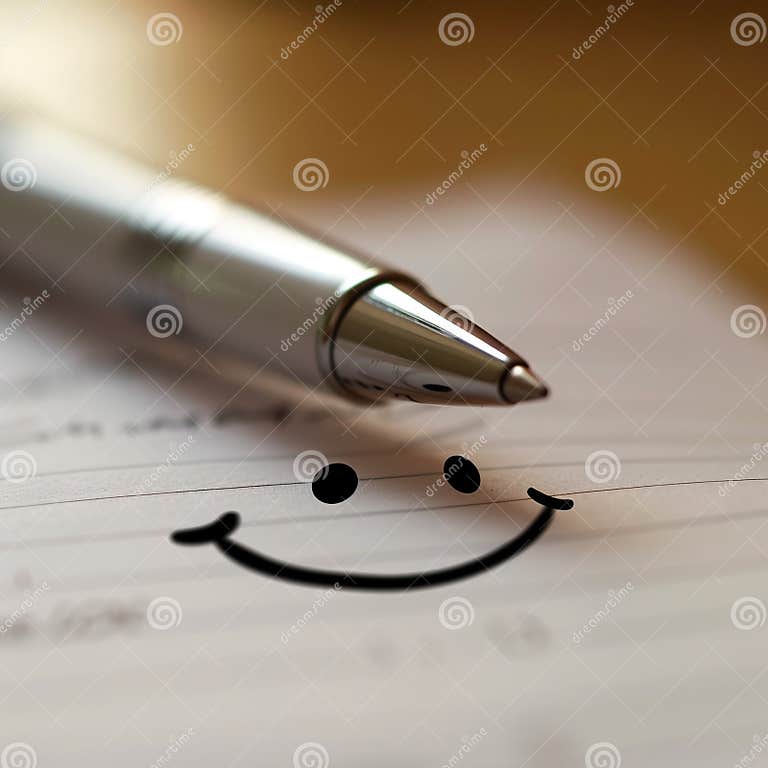 Smiley Face Signing a Document Stock Illustration - Illustration of ...