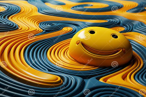 A Smiley Face Sits on Top of a Wavy Surface Stock Illustration ...