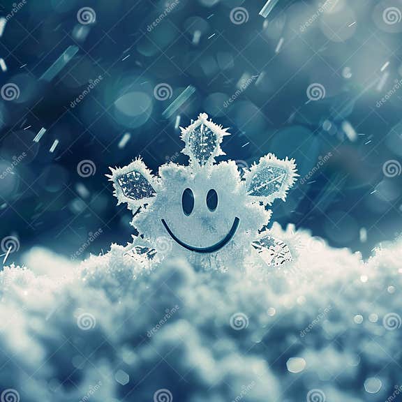 Smiley Face with Snowflake Sparkling in the Cold Stock Illustration ...