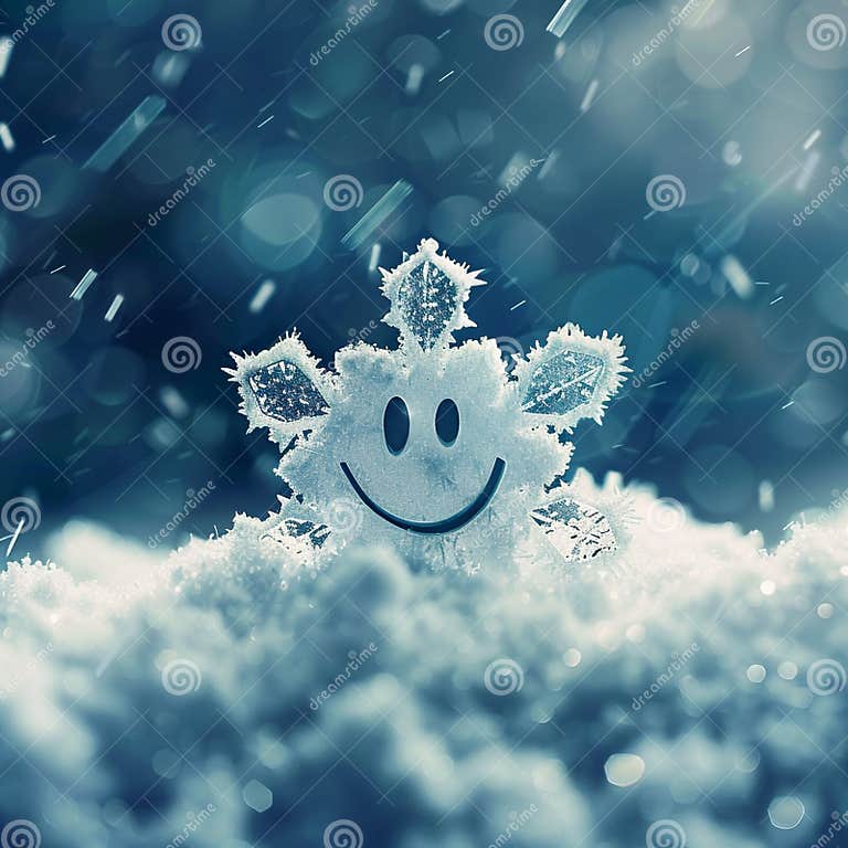 Smiley Face with Snowflake Sparkling in the Cold Stock Illustration ...