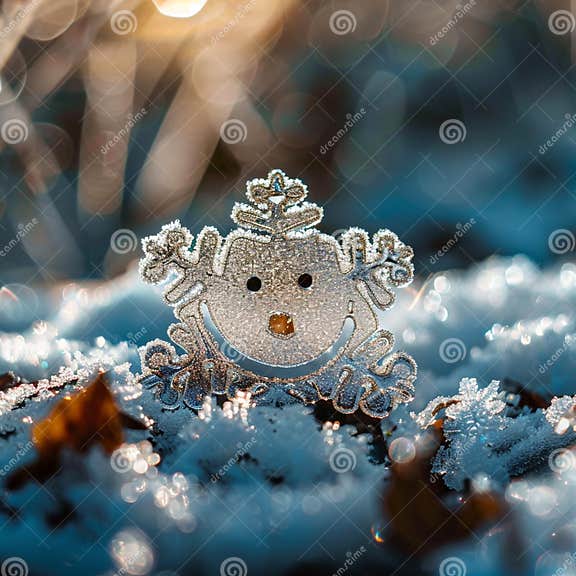 Smiley Face with Snowflake Sparkling in the Cold Stock Illustration ...
