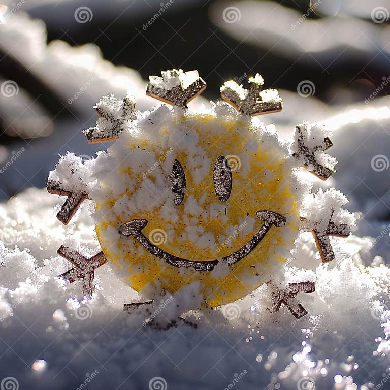 Smiley Face with Snowflake Sparkling in the Cold Stock Illustration ...