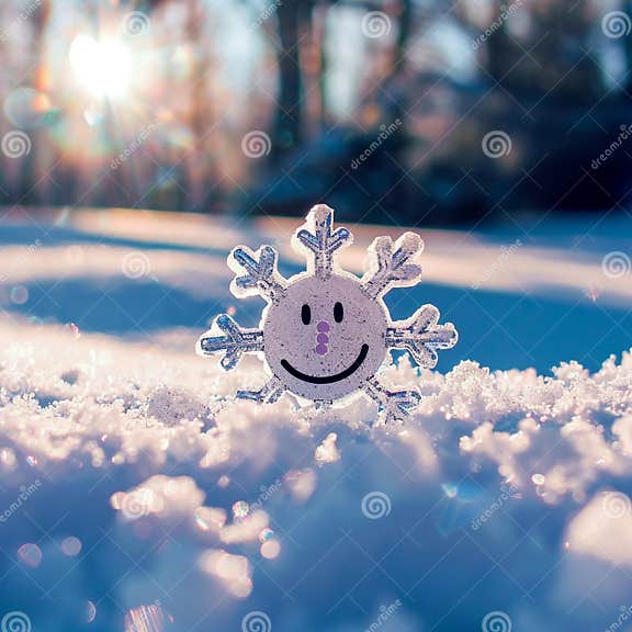 Smiley Face with Snowflake Sparkling in the Cold Stock Illustration ...