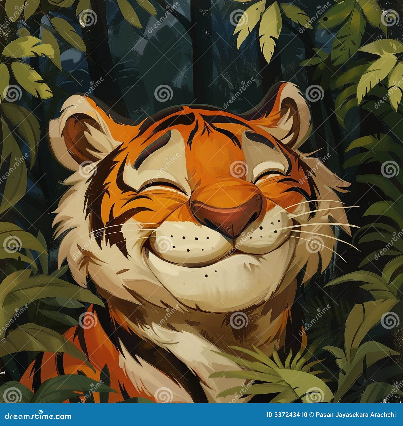 Smiley Face Stalking Tiger Jungle Stock Illustration - Illustration of ...