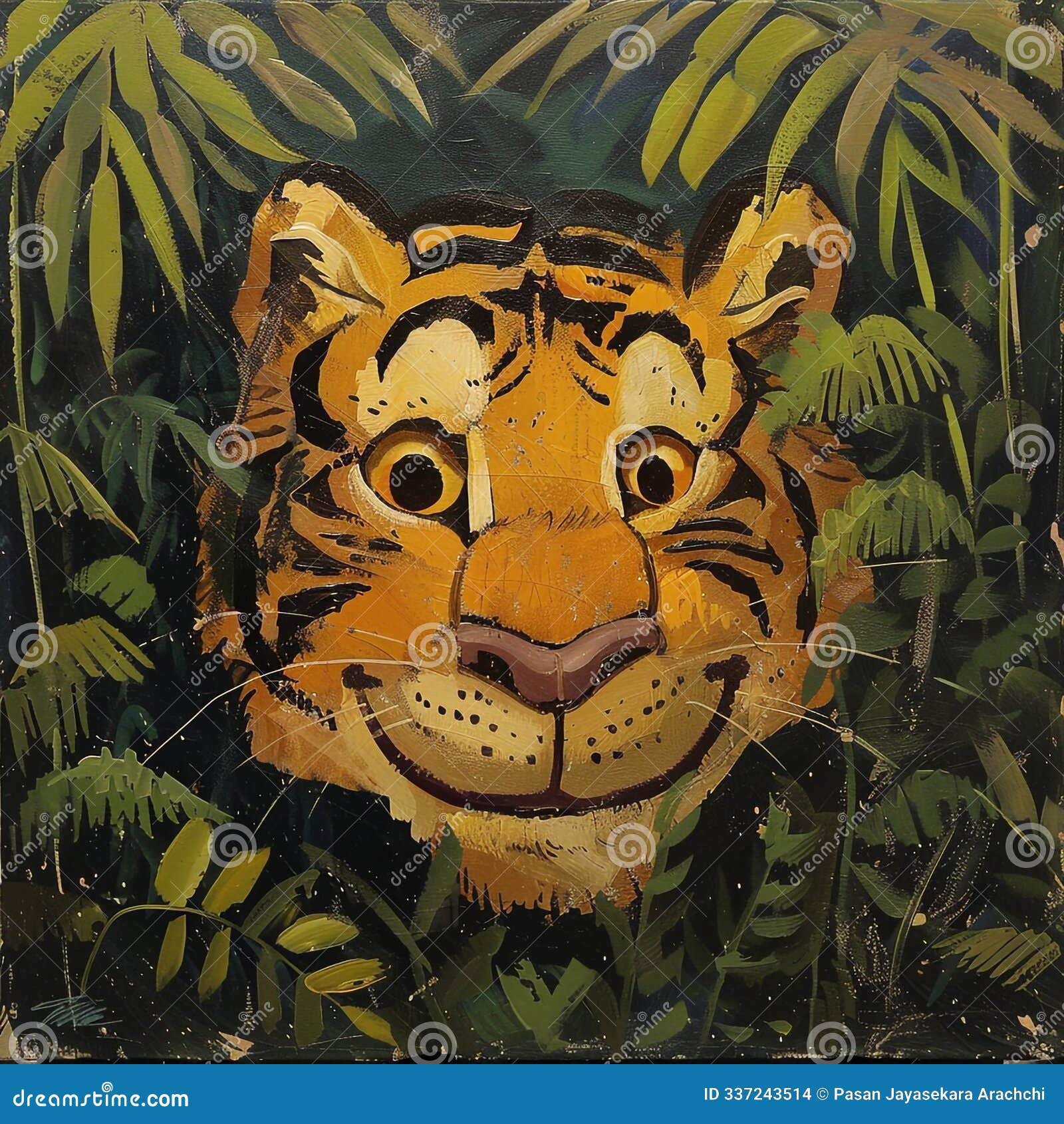 Smiley Face Stalking Tiger Jungle Stock Illustration - Illustration of ...