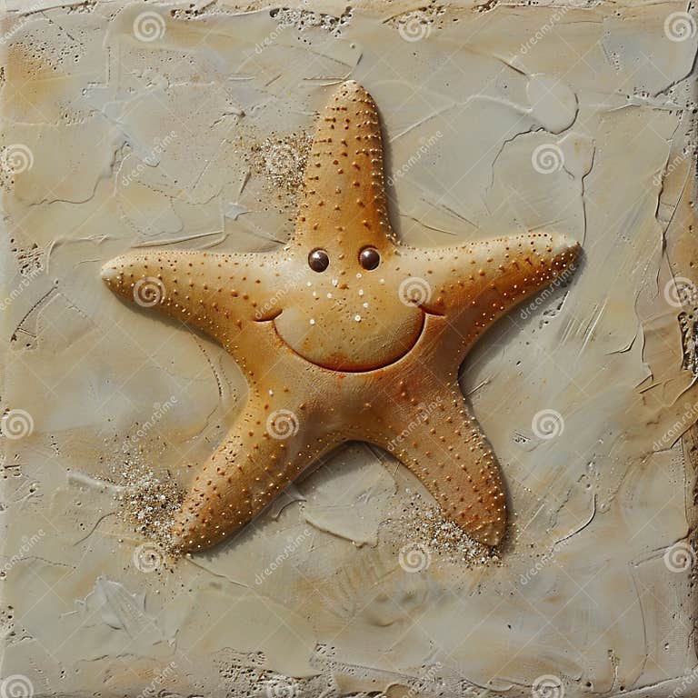 Smiley Face with Starfish on Sandy Shore Stock Illustration ...