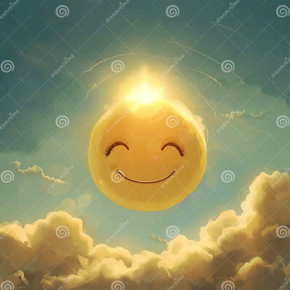 Smiley Face with Sun Shining in the Sky Stock Illustration ...